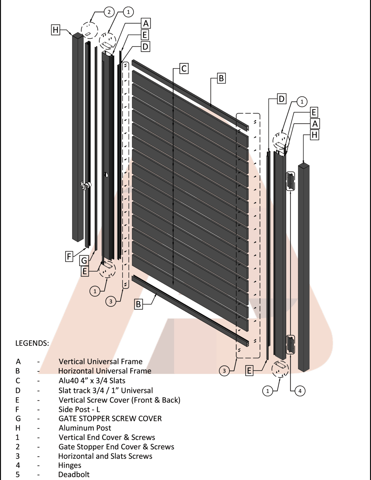 ALU40 6.3 Woodgrain Universal DIY 6×6 Gate Kit | DIY Pad Gate