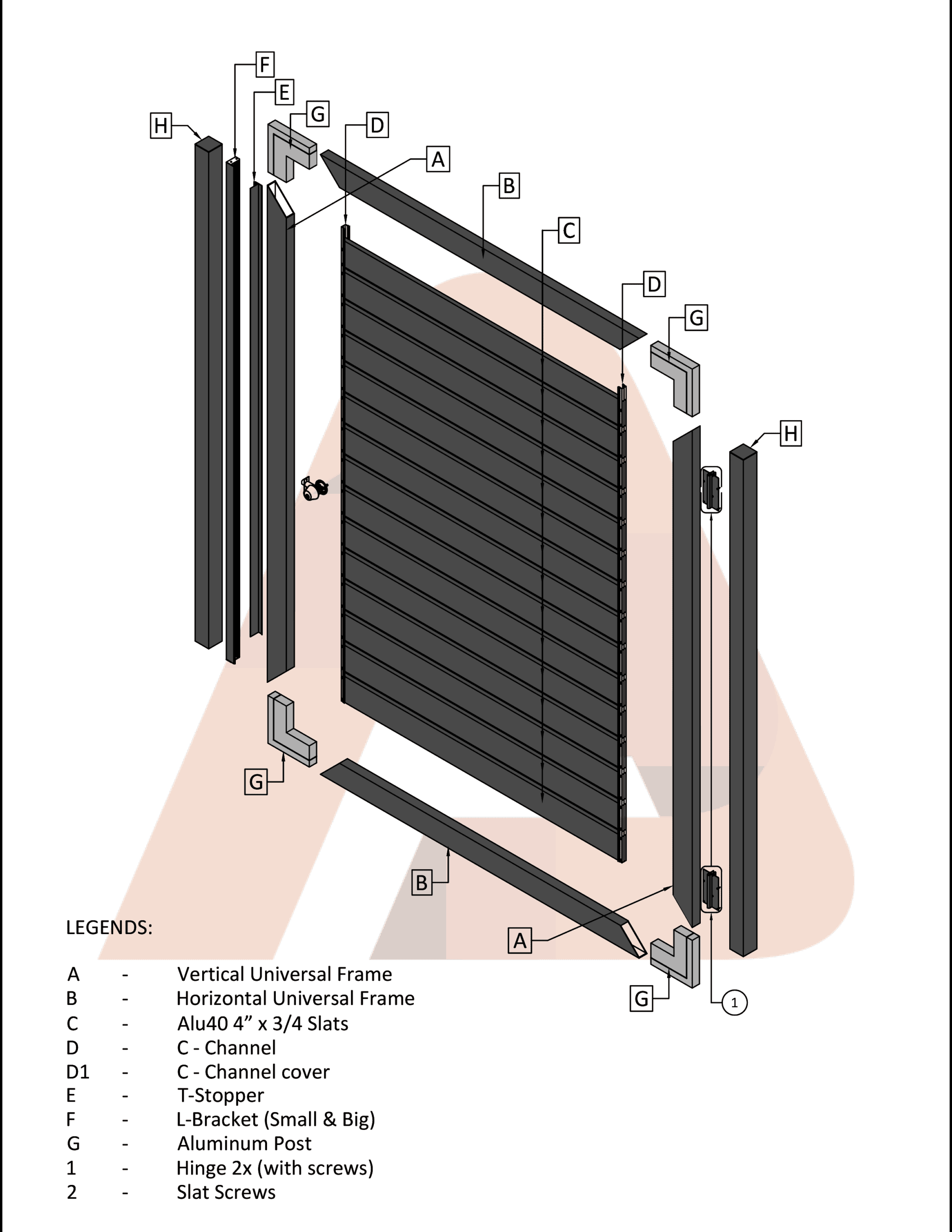 ALU40 Contractor Line 6×6 Gate Kit HD Pad Gate | Aluminum Gate